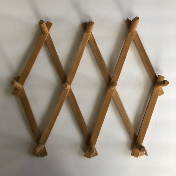 Vintage | Accents | Vintage Farmhouse Style Accordion Wooden Peg Wall ...